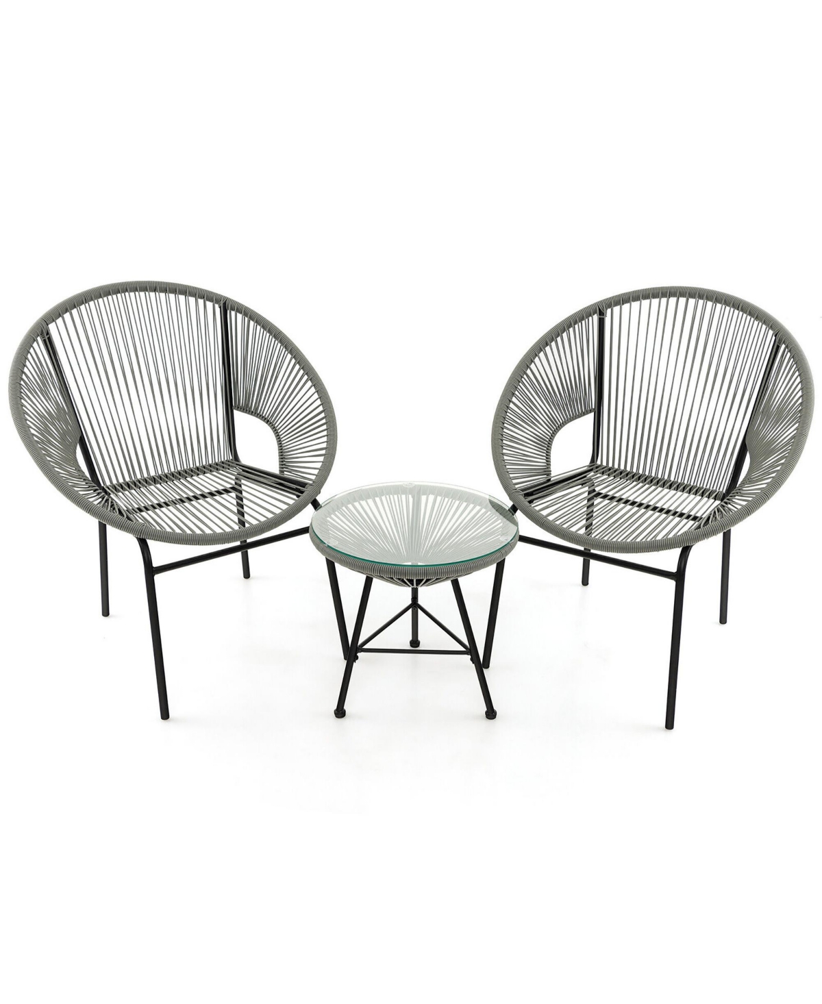 Click here for Gymax 3 Pieces Acapulco Chair Set Wicker Conversat... prices