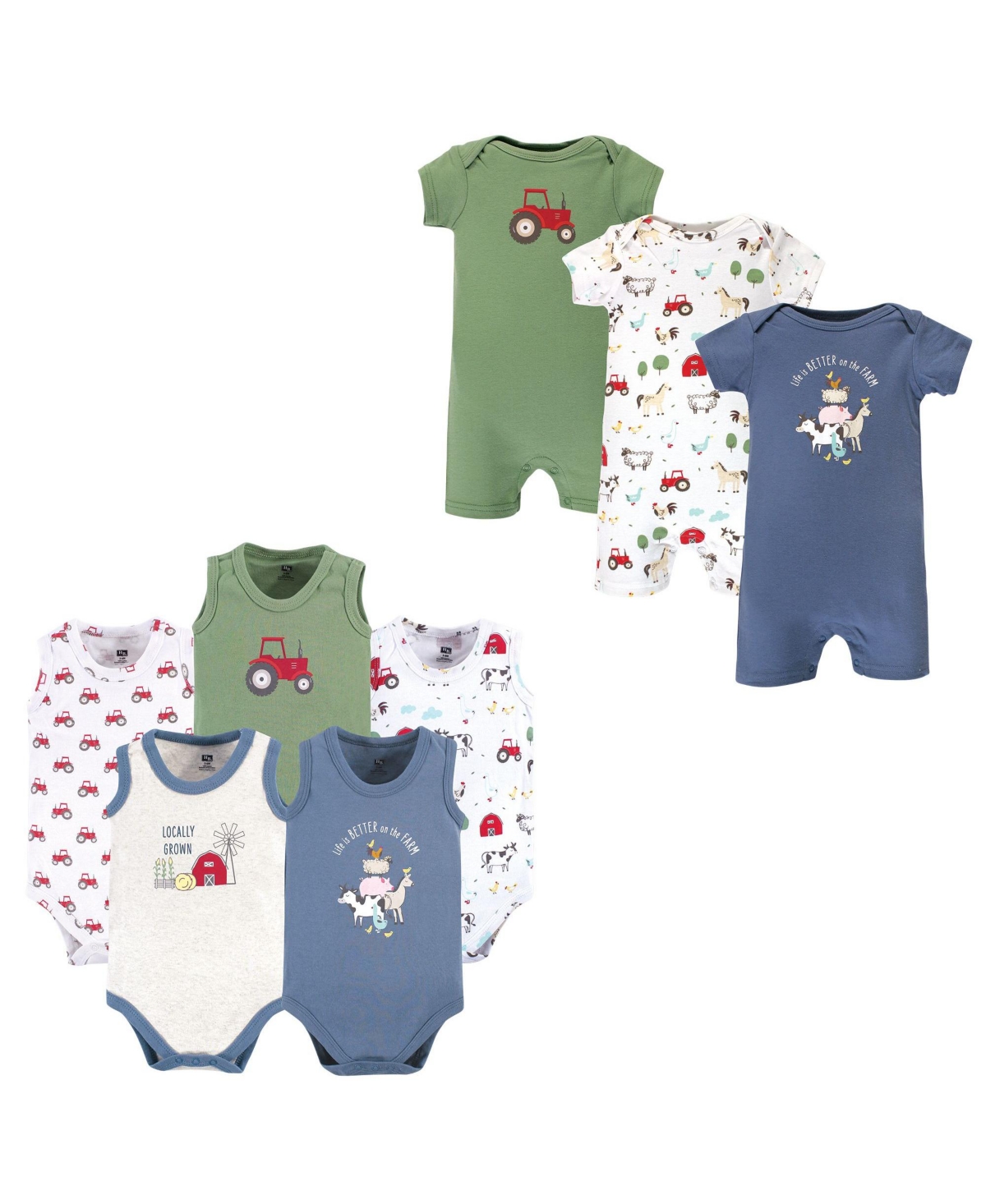 Click here for Hudson Baby Baby Boys Essential 8-Pack Cotton Romp... prices