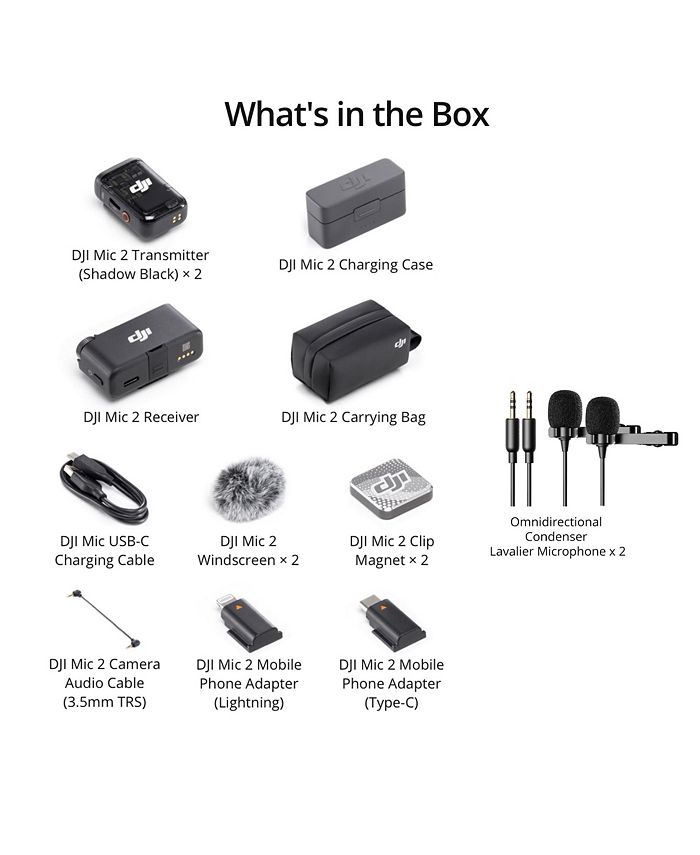 DJI Mic 2 Digital Wireless Microphone System with Two Condenser ...