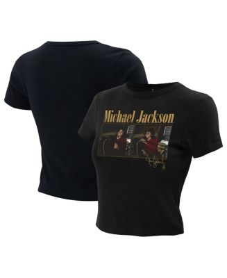 Ripple Junction Women's Black Michael Jackson Studio Photos Cropped T-Shirt - Macy's