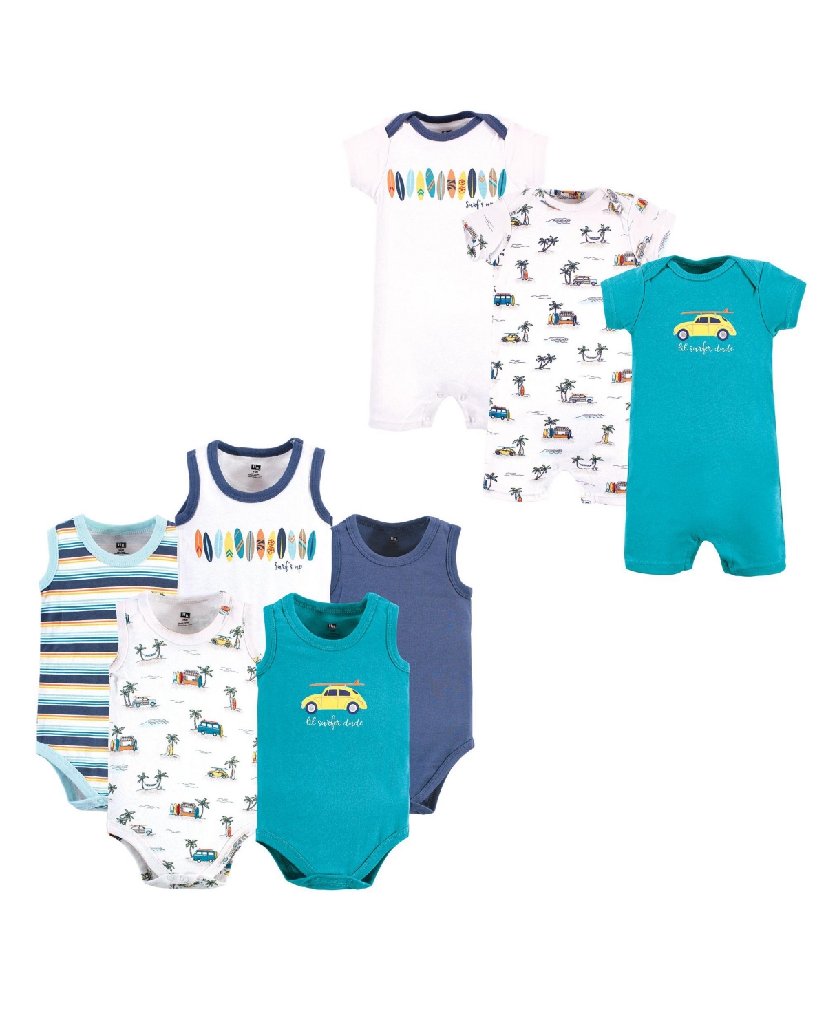 Click here for Hudson Baby Baby Boys Essential 8-Pack Cotton Romp... prices