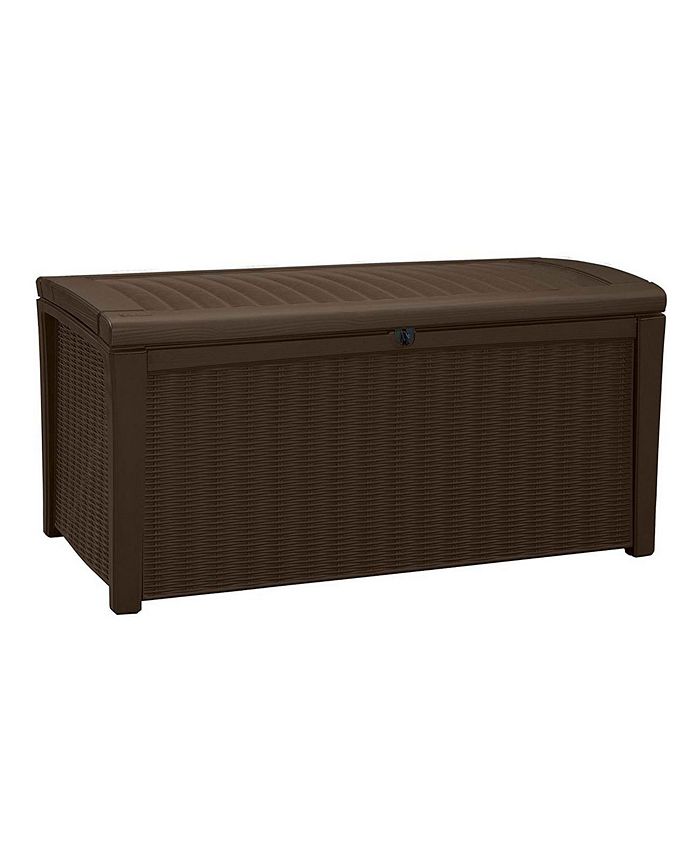 Keter Borneo 110 Gallon Rattan Wicker Resin Patio Deck Storage Box ...
