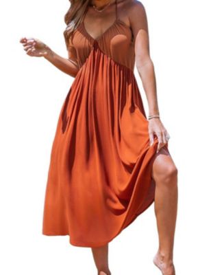 Cupshe Women's Brick Halterneck Open Back Cover-Up Beach Dress - Macy's