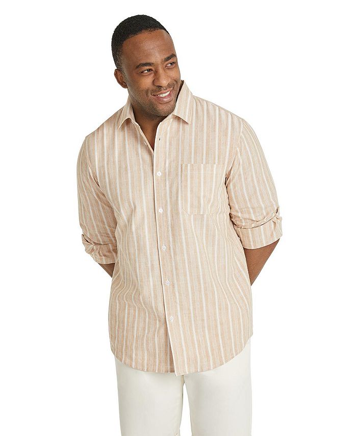 Johnny Bigg Men's Stripe Relaxed Fit Linen Shirt - Macy's