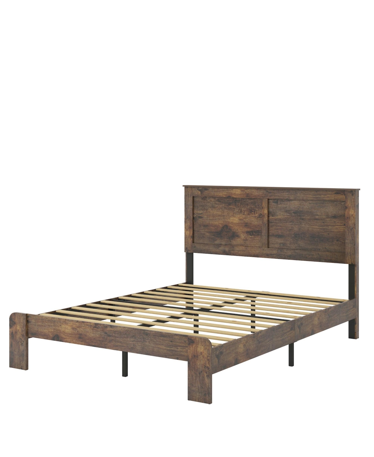 Click here for Mondawe Dark Brown King Size Wood Platform Bed Fra... prices