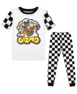 Gremlins Little Girls Gizmo Snacks Youth Black & White Checkered Sleep ...