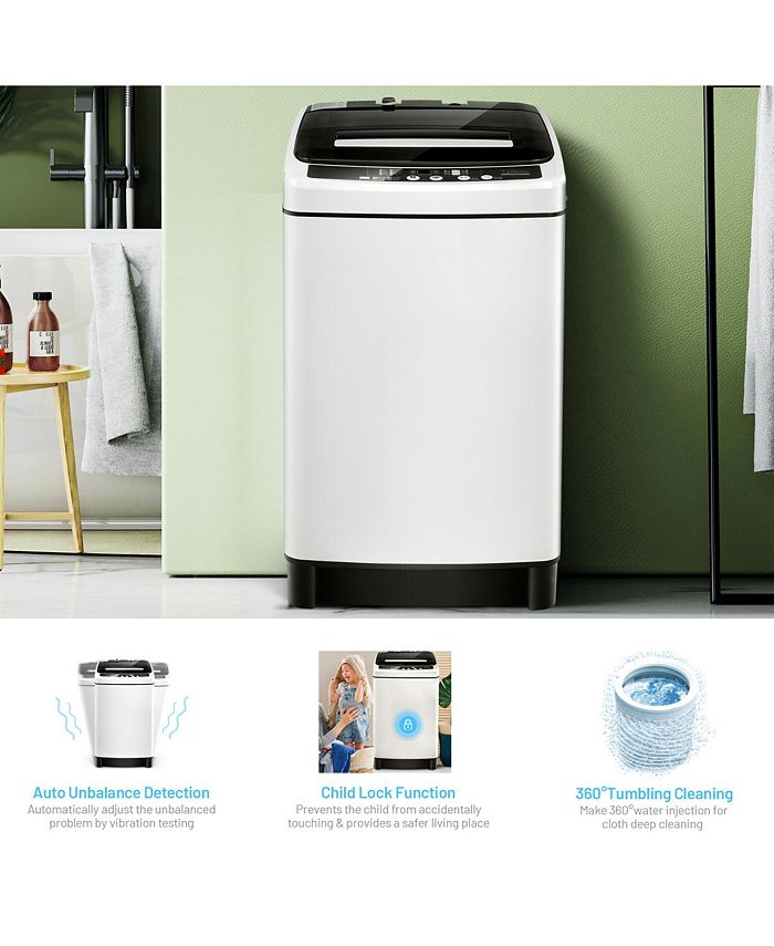 Gymax Compact Full-automatic Washing Machine Laundry Washer w/ 11 lbs ...