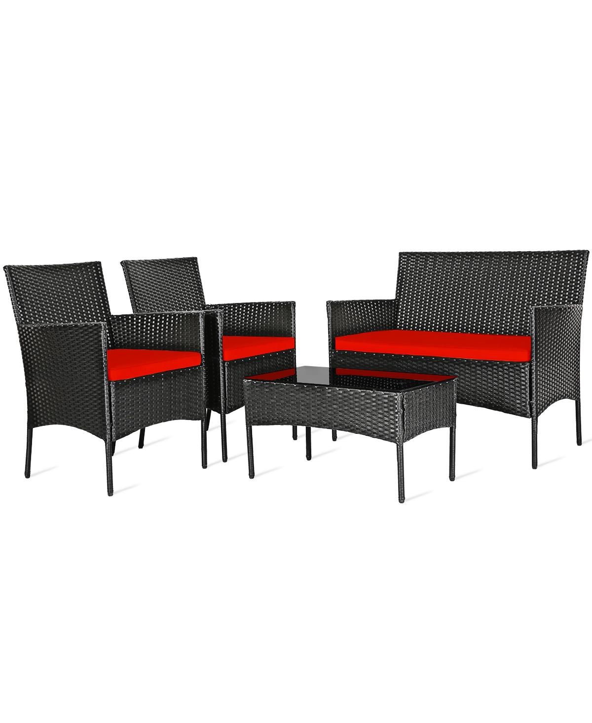 Click here for Sugift 4 Pieces Patio Rattan Cushioned Sofa Set wi... prices