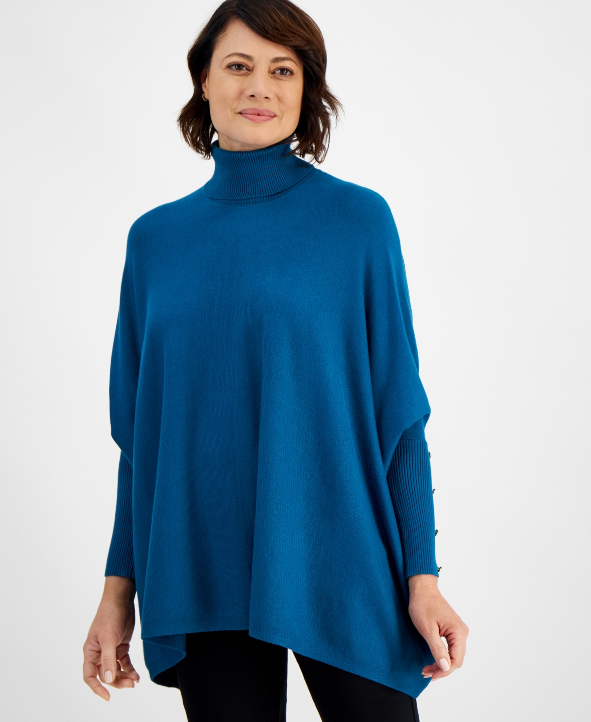 Click here for Jm Collection Womens Poncho Turtleneck Sweater  Re... prices