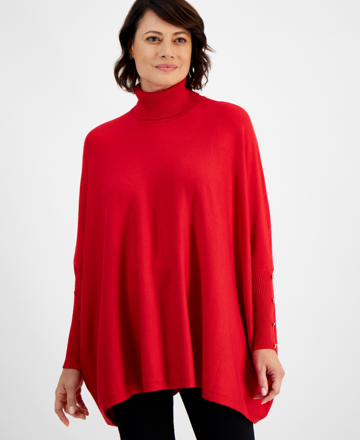 Click here for Jm Collection Womens Poncho Turtleneck Sweater  Re... prices