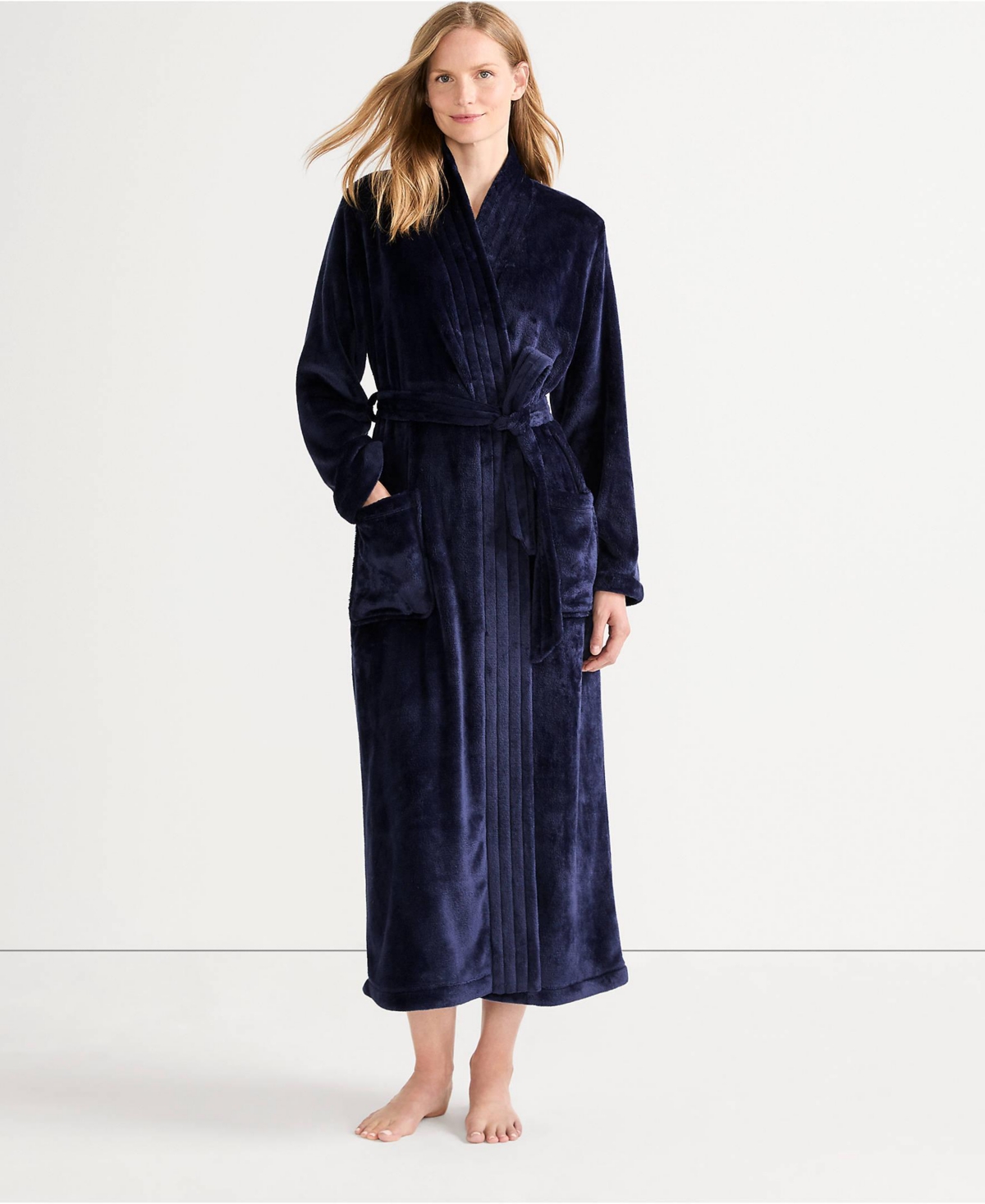 Click here for Lands End Womens Cozy Plush Long Wrap Robe - Deep... prices