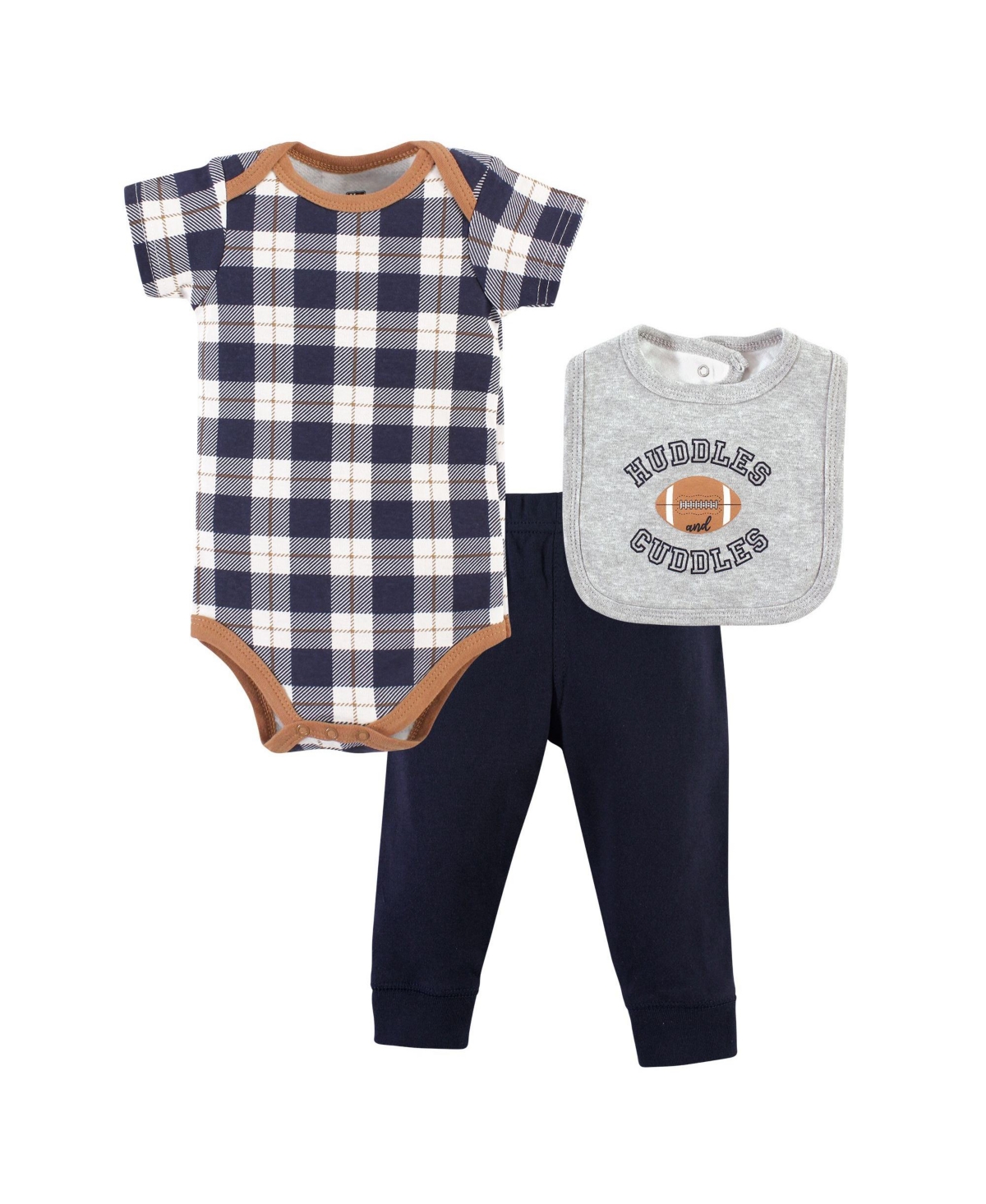 Hudson Baby Baby Girls Hudson Cotton Bodysuit  Pant and Bib Set - Football huddles