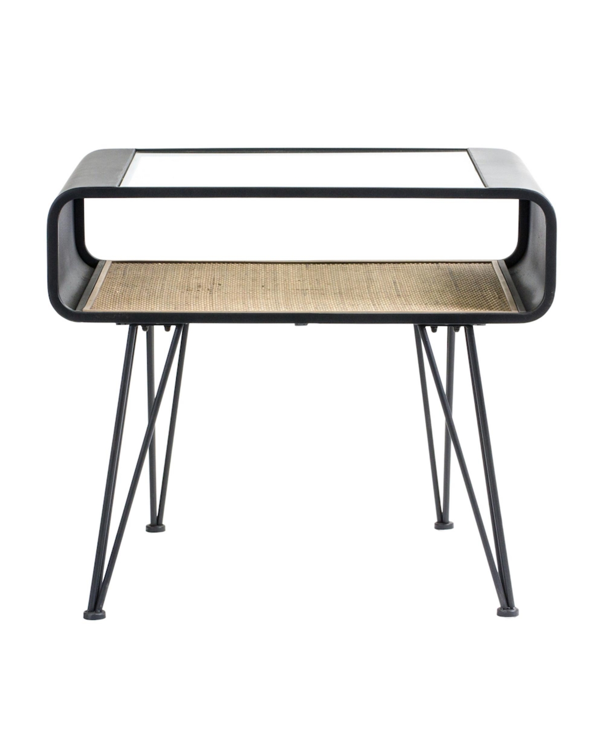 Click here for Iron Side Table With Rattan Accent 23.5"H - B... prices