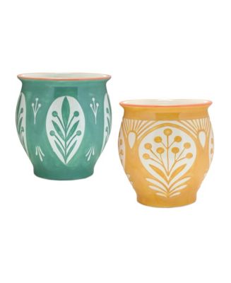 Set of 2 Decorative Ceramic Pots for Stylish Indoor and Outdoor Display ...