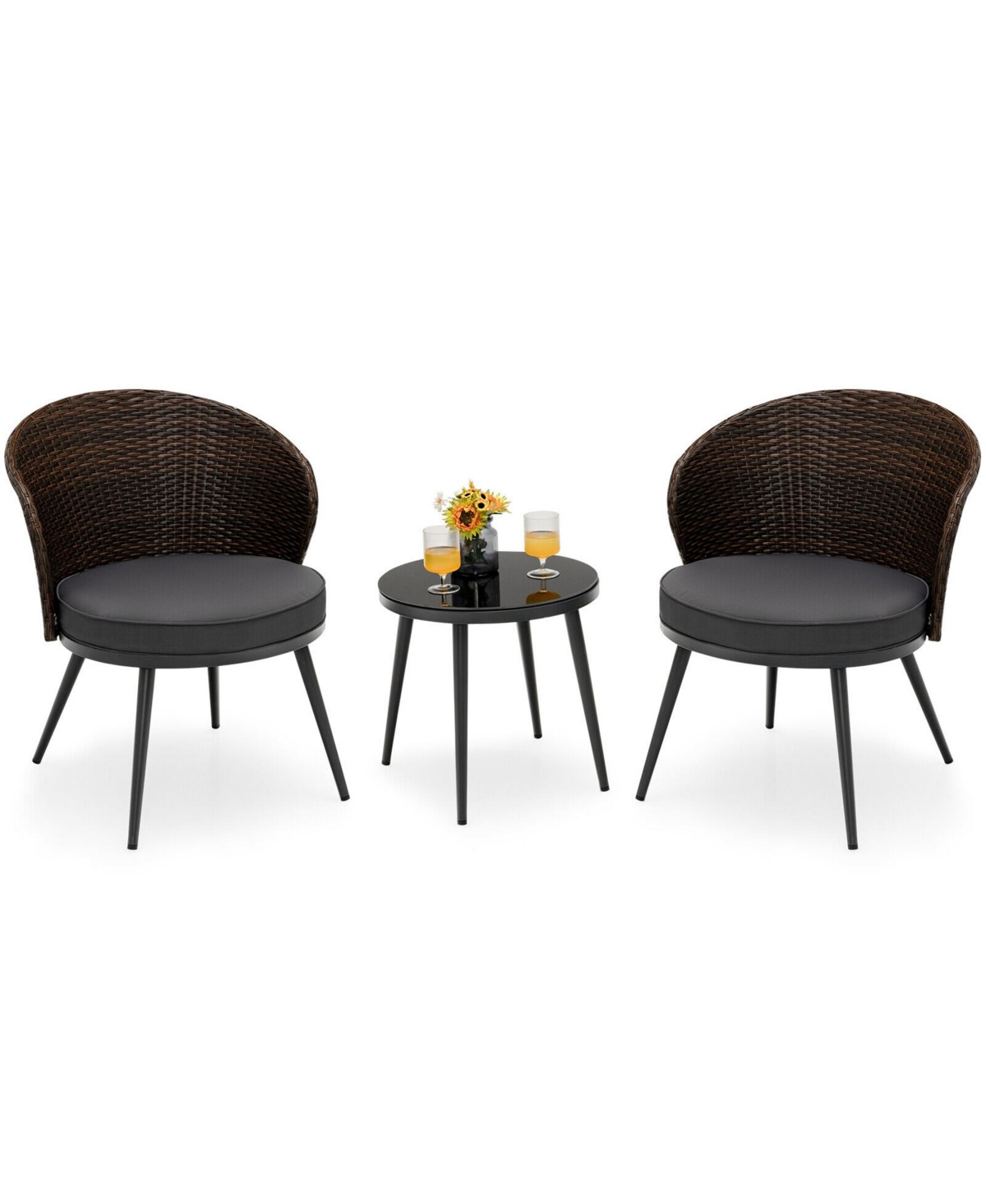 Click here for Gymax 3PCS Rattan Patio Bistro Set Outdoor Convers... prices