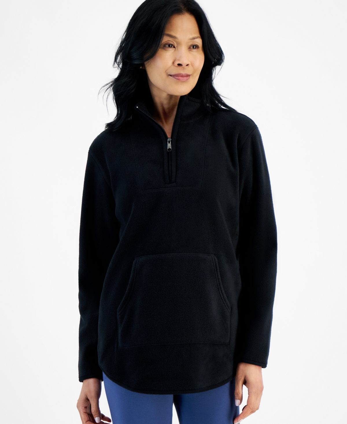 Click here for Style & Co Womens Fleece Quarter-Zip Mock-Neck Swe... prices