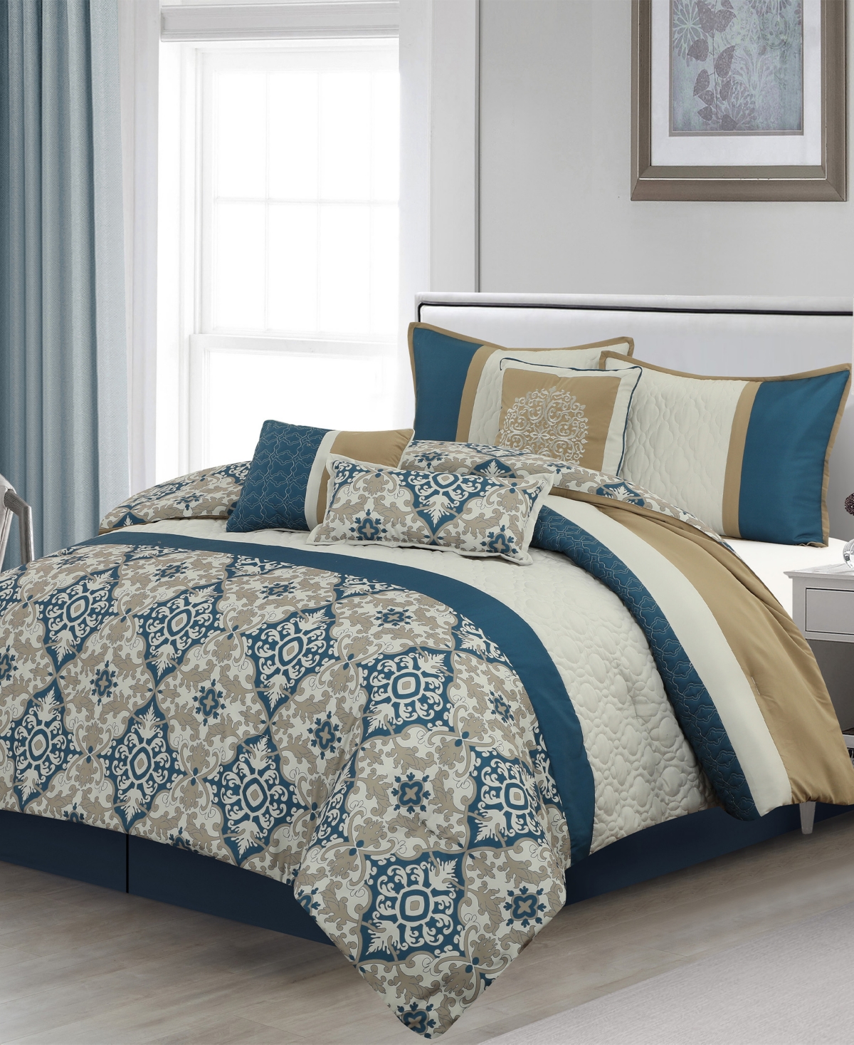 Click here for Stratford Park Reina 7 Pc Comforter Set  King - Bl... prices