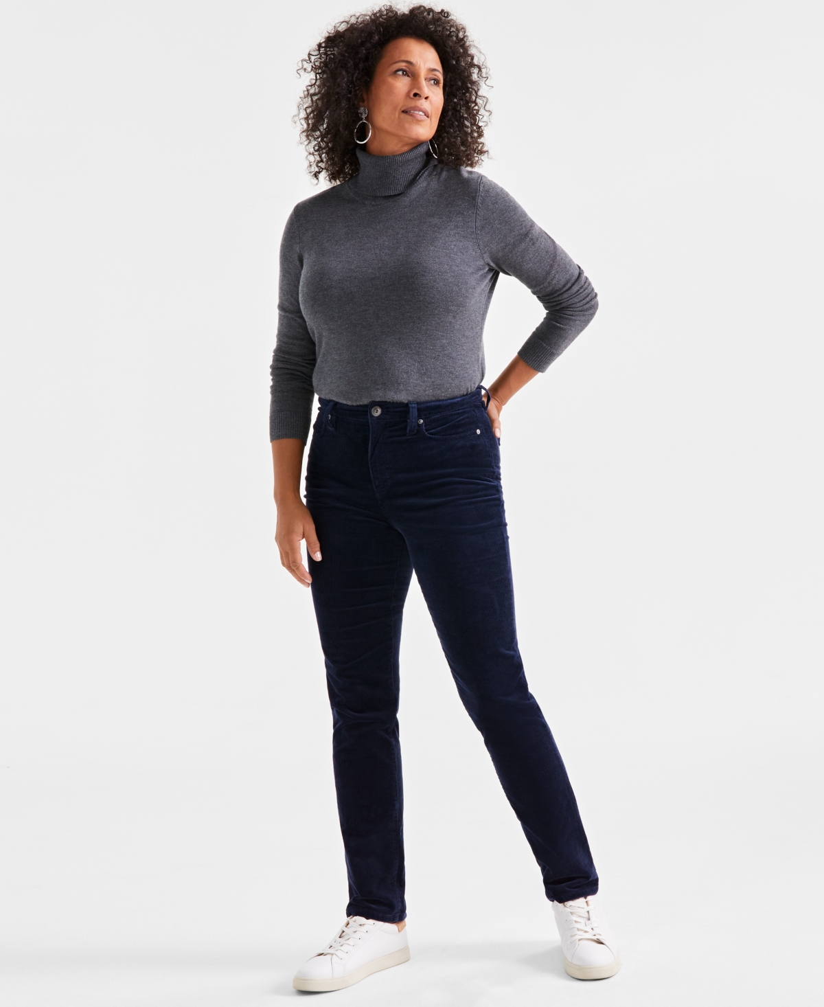Click here for Style & Co Womens High-Rise Straight-Leg Corduroy... prices