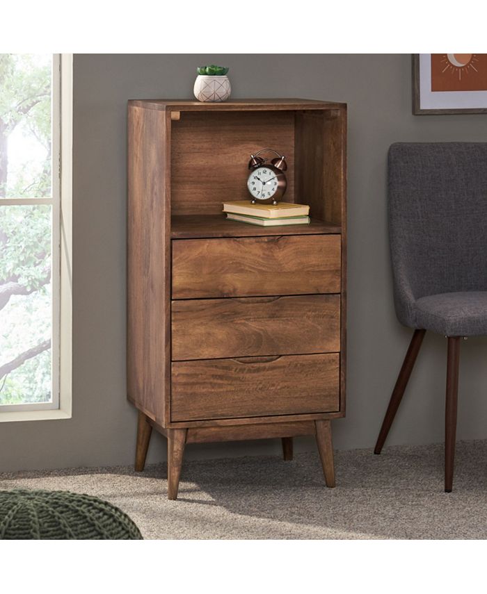 Simplie Fun Mid-Century Modern Mango Wood Chest With 3 Drawers And ...