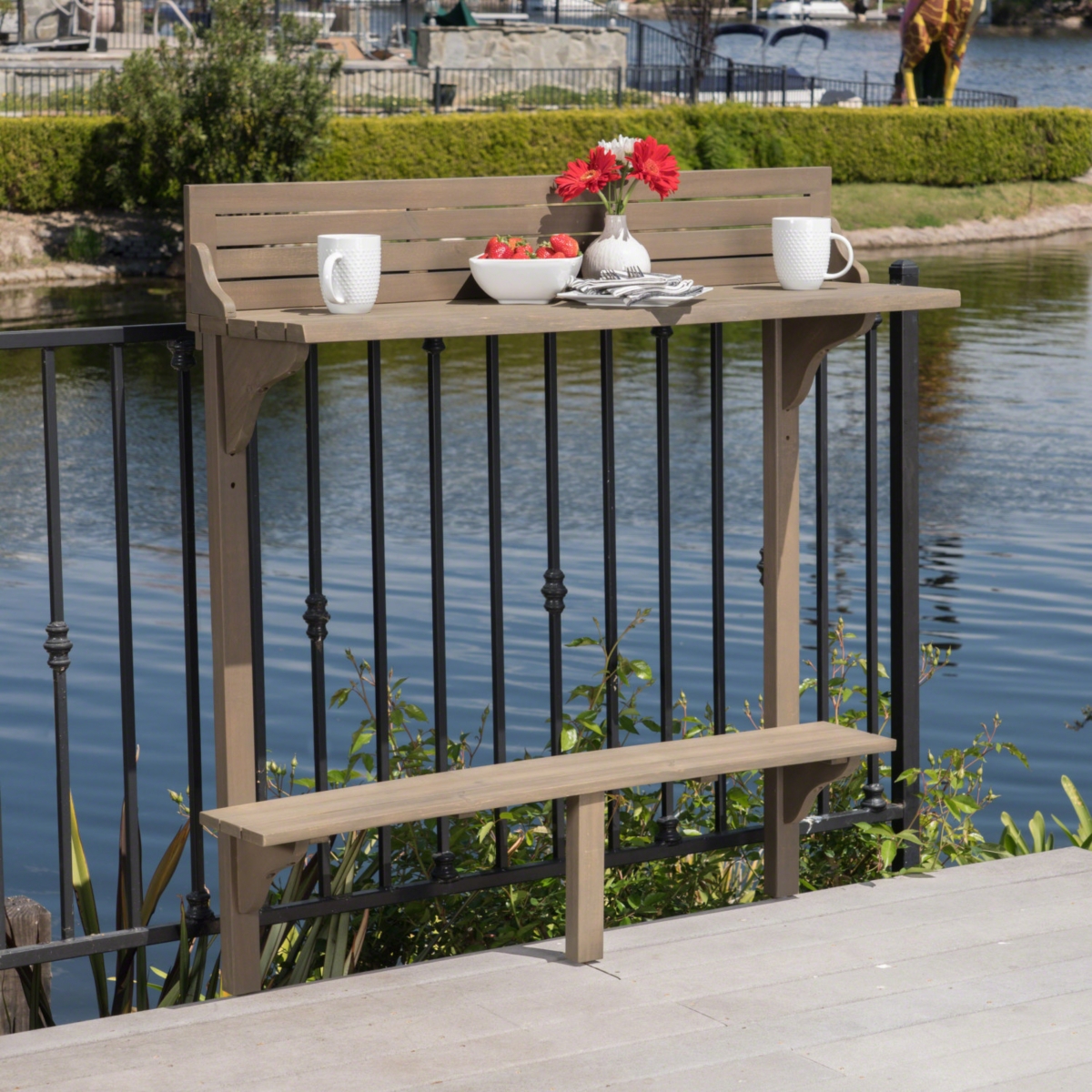 Click here for Simplie Fun Acacia Wood Balcony Bar Table  Gray -... prices