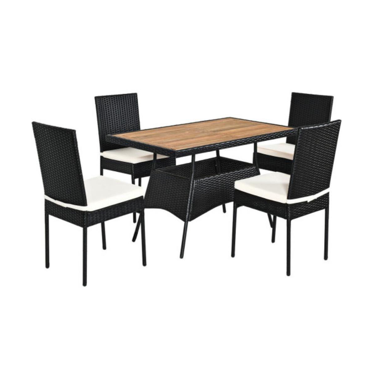 Click here for Slickblue 5 Pieces Patio Rattan Dining Set Table w... prices