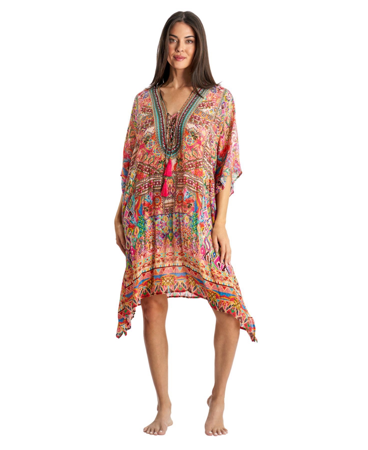 Click here for La Moda Clothing Womens V-neck Short Kaftan Dress... prices