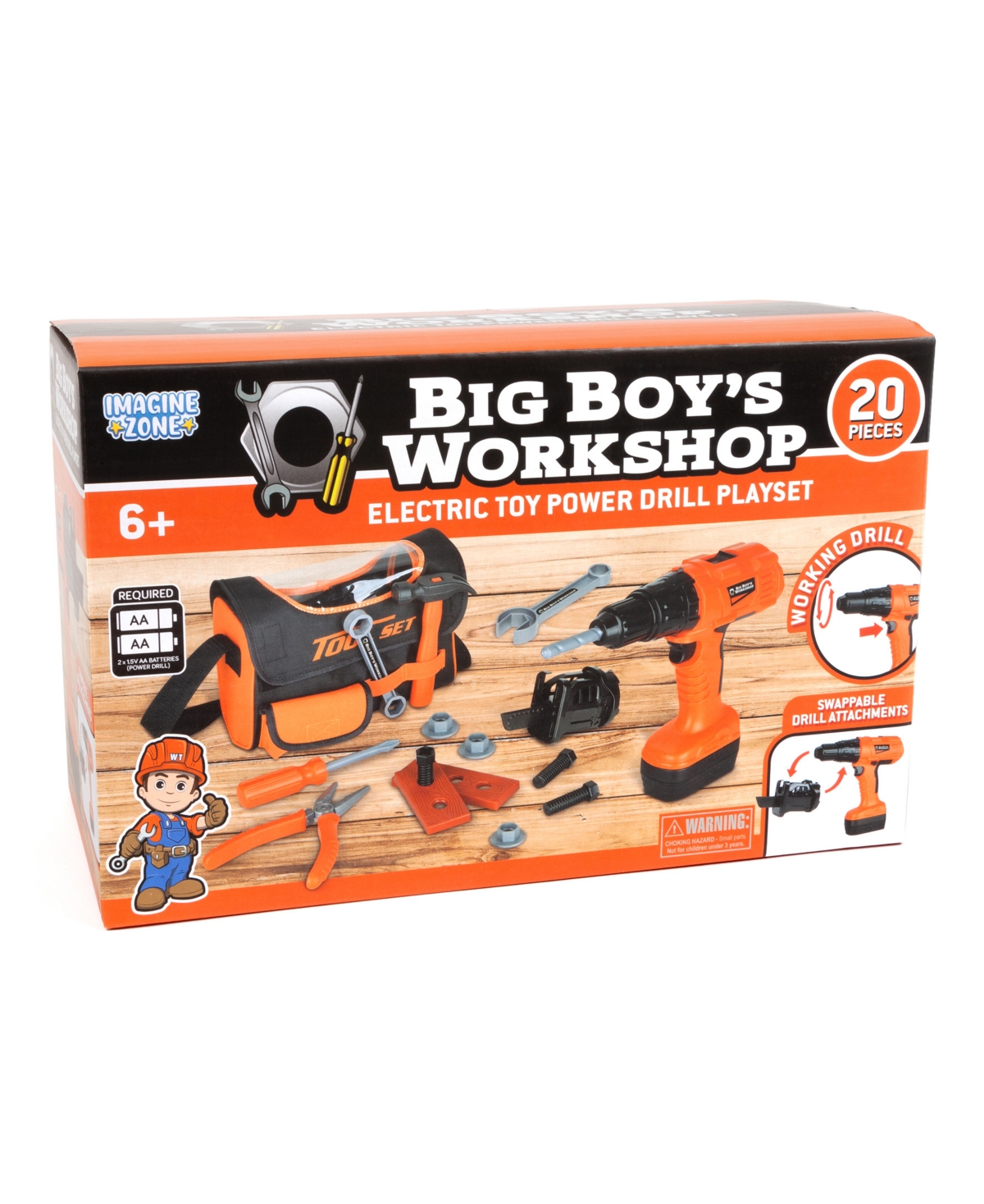 World Tech Toys Big Boy's Workshop 20-piece Electric Toy Power Drill ...