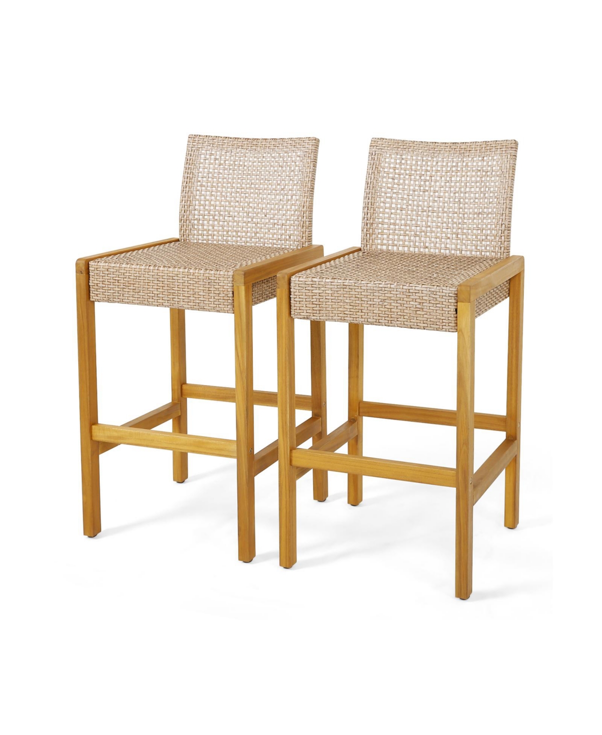 Click here for Slickblue Rattan Patio Wood Barstools Dining Chair... prices
