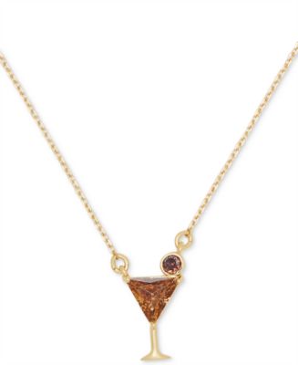 Kate Spade New York Gold-Tone Color Cubic Zirconia Martini Mini Pendant ...