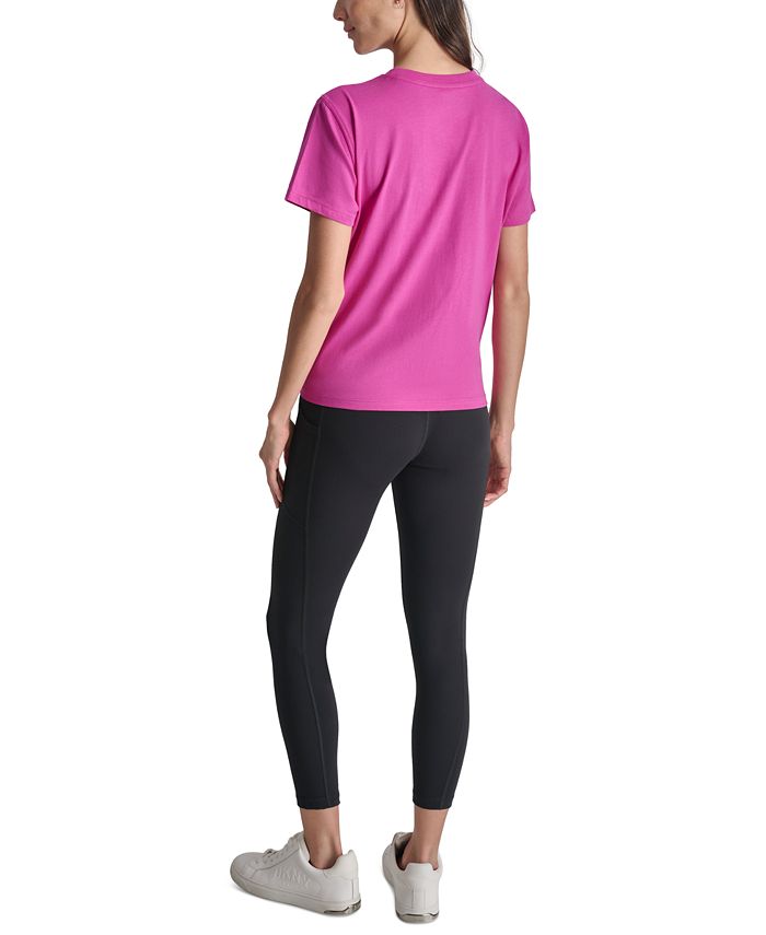 DKNY Women's Cotton Stud Logo Knot-Front T-Shirt - Macy's