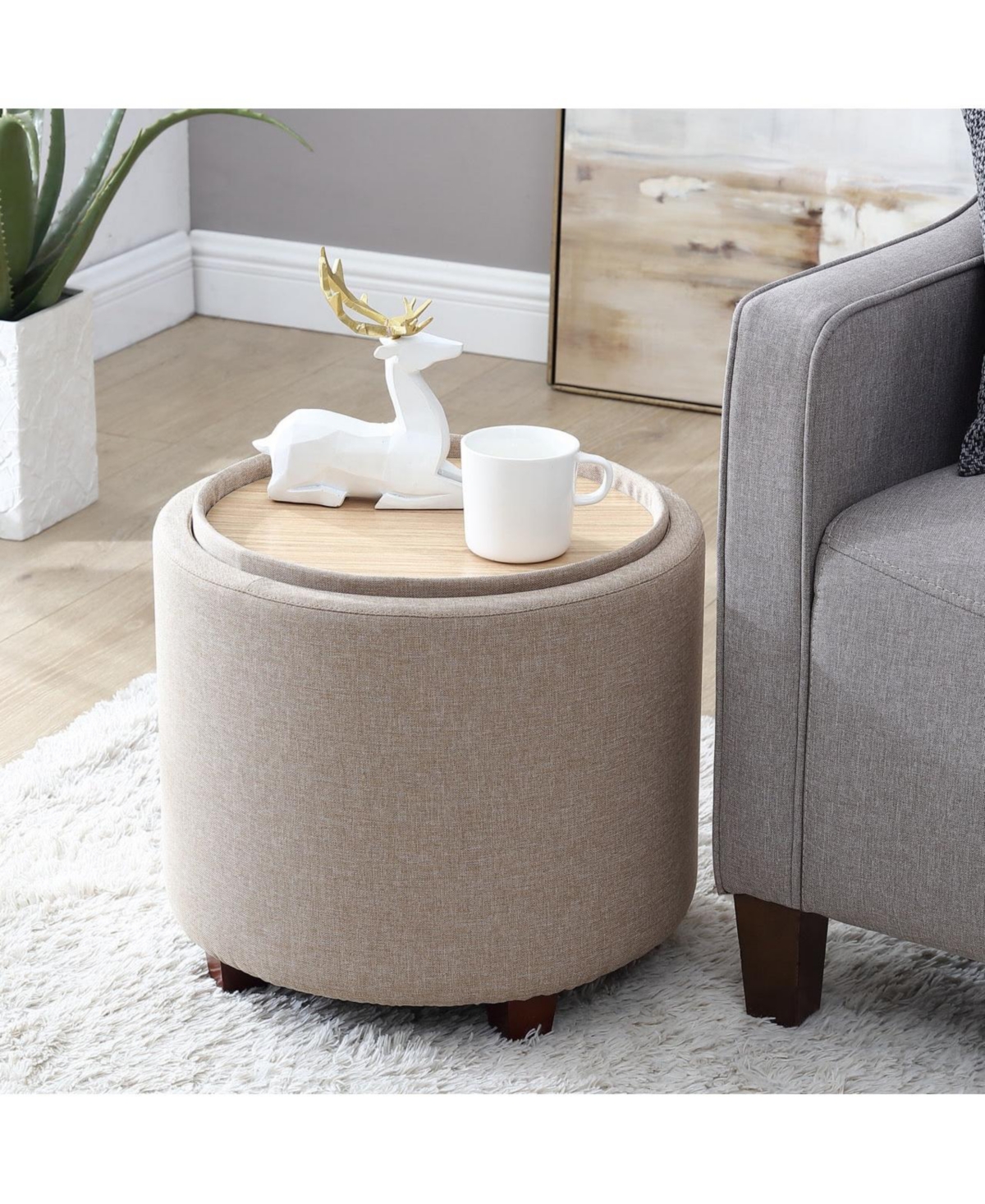 Click here for Lawrence Round Linen Storage Ottoman with Table To... prices