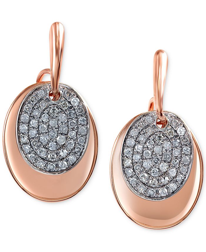 EFFY Collection EFFY® Diamond Oval Disc Earrings (1/4 ct. t.w.) in 14k ...