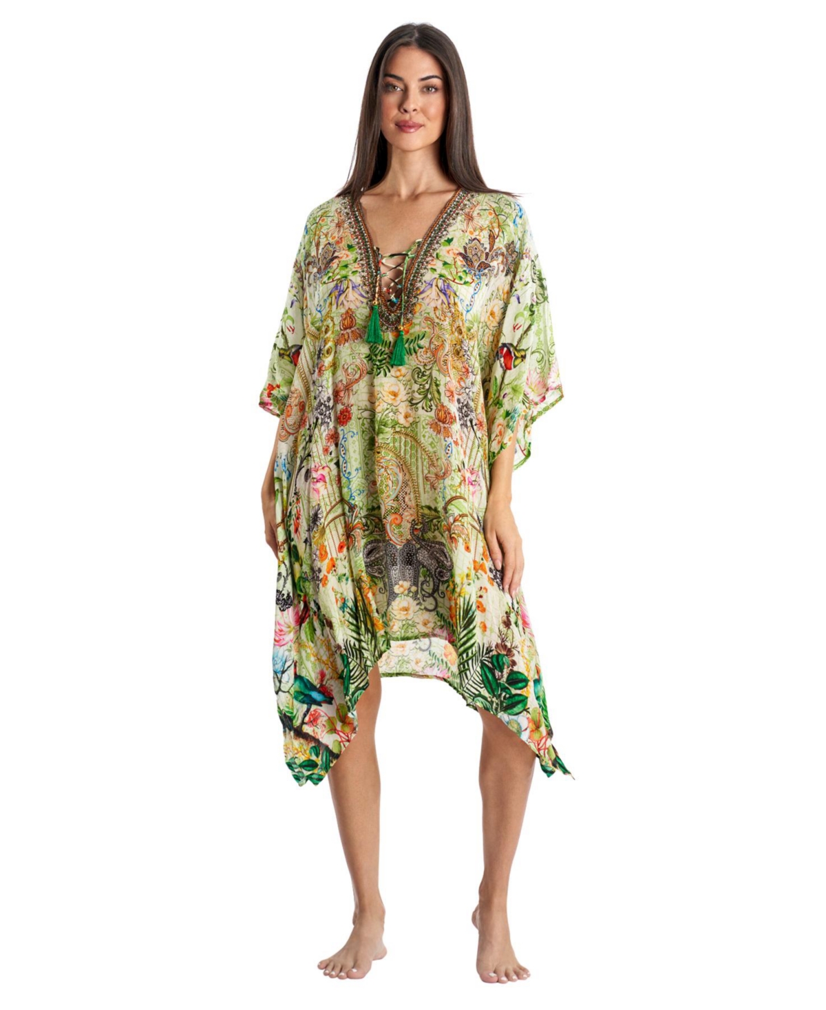 Click here for La Moda Clothing Womens V-neck Short Kaftan Dress... prices