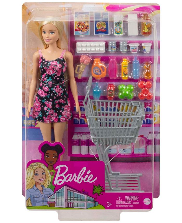 Barbie Supermarket Shopping Doll Playset with Accessories Shopping Cart ...