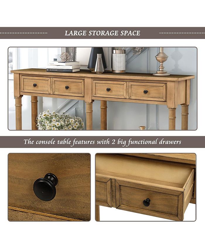 Simplie Fun Console Table Sofa Table Easy Assembly With Two Storage ...