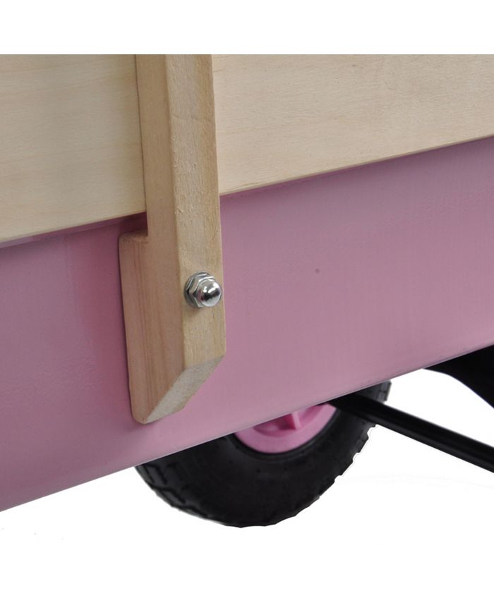 Simplie Fun Outdoor Wagon All Terrain Pulling with Wood Railing Air ...
