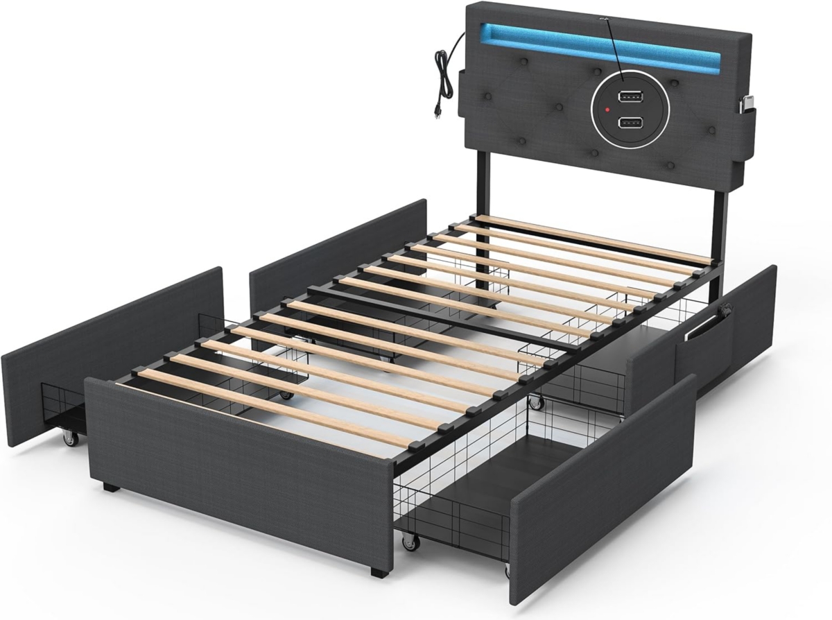 Click here for Streamdale Furniture Twin Bed Frame with Usb Charg... prices