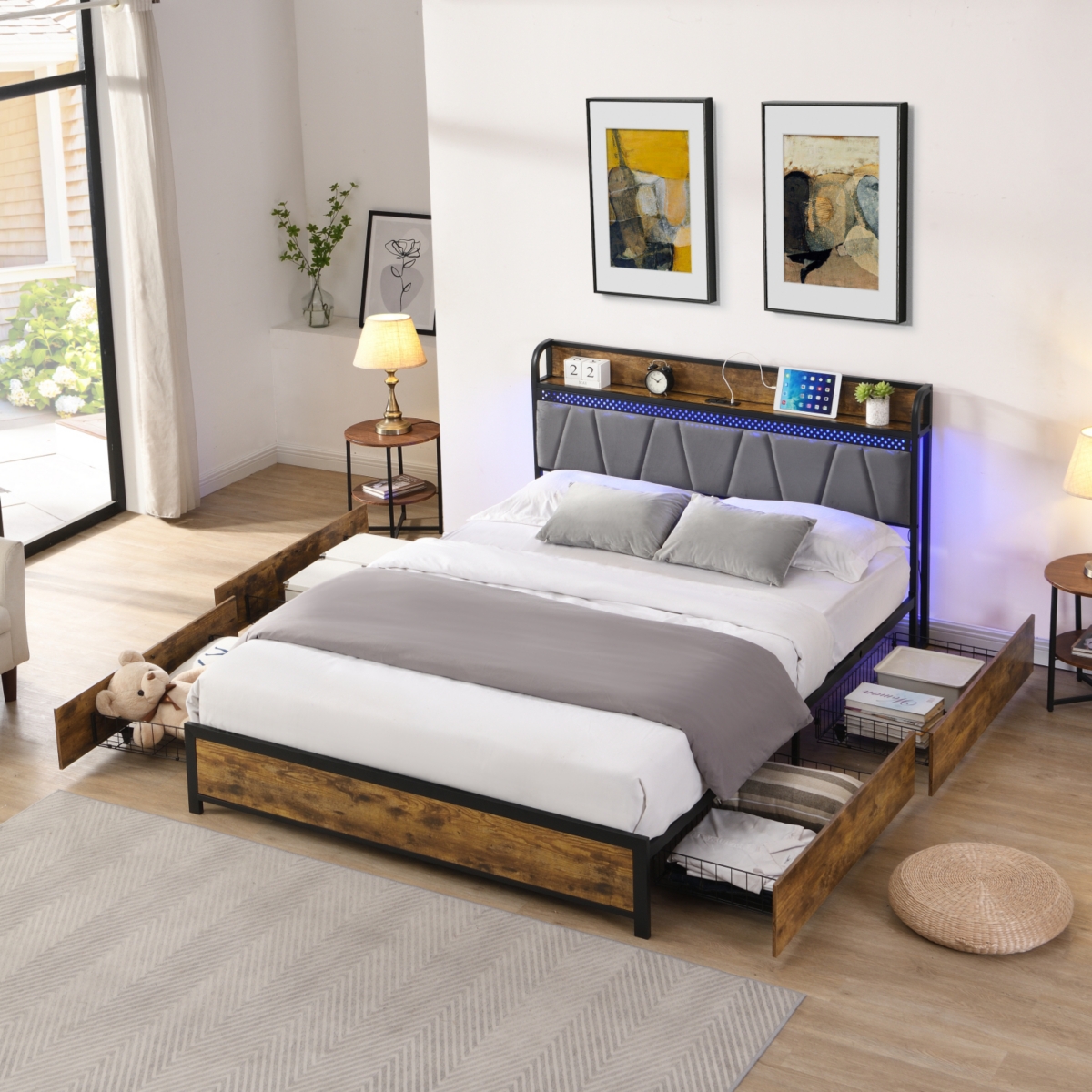 Click here for Streamdale Queen Bed Frame with Storage and Tech -... prices