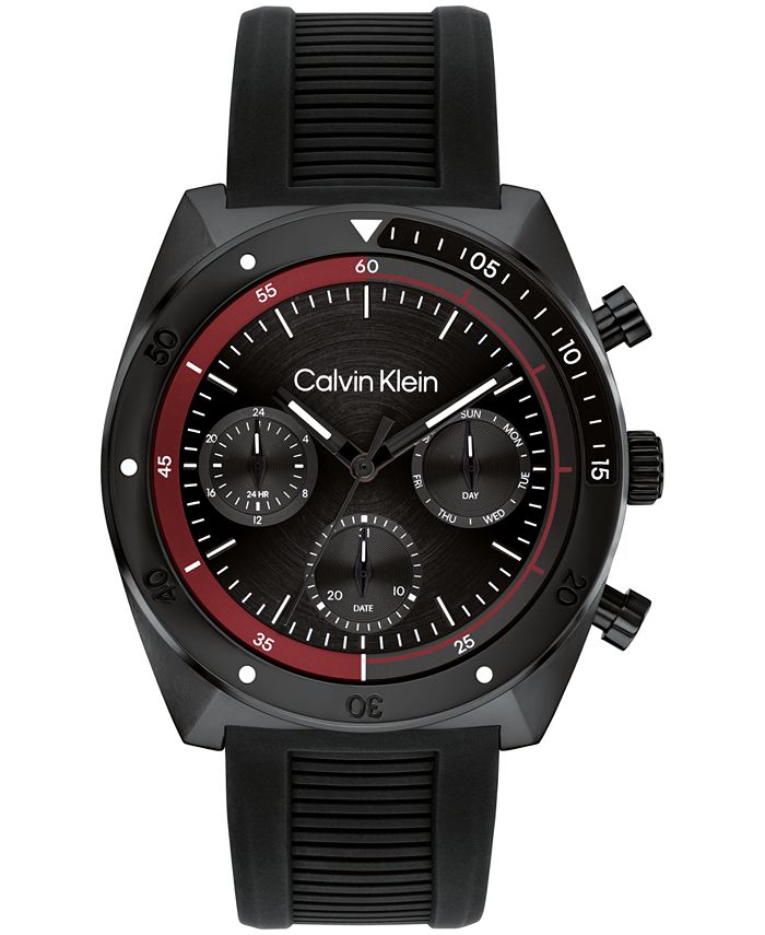 Calvin Klein Men's Flex Black Silicone Strap Watch 45mm - Macy's