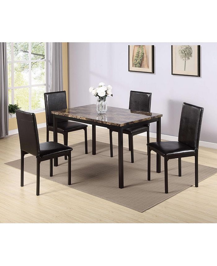 Simplie Fun Furniture 5 Piece Metal Dinette Set With Faux Marble Top ...
