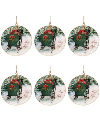 Slickblue Sleigh Ride Disc Ornament (Set of 6) 6"H Iron - Macy's