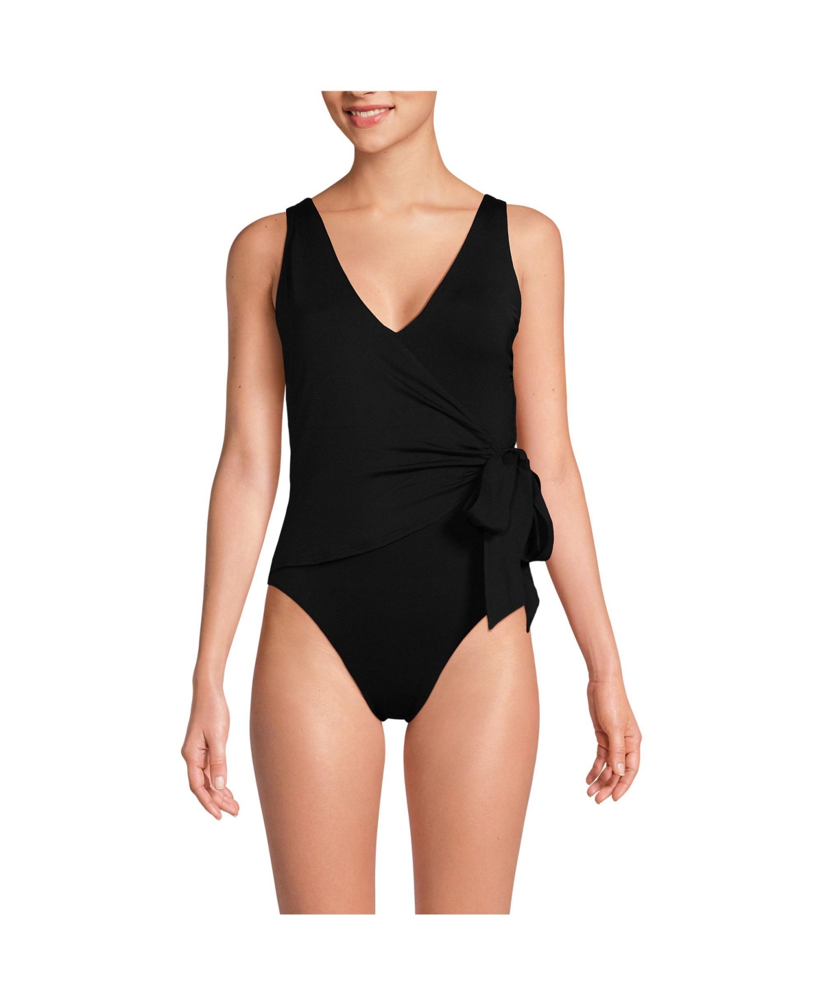 Click here for Lands End Womens Side Tie Wrap One Piece Swimsuit... prices
