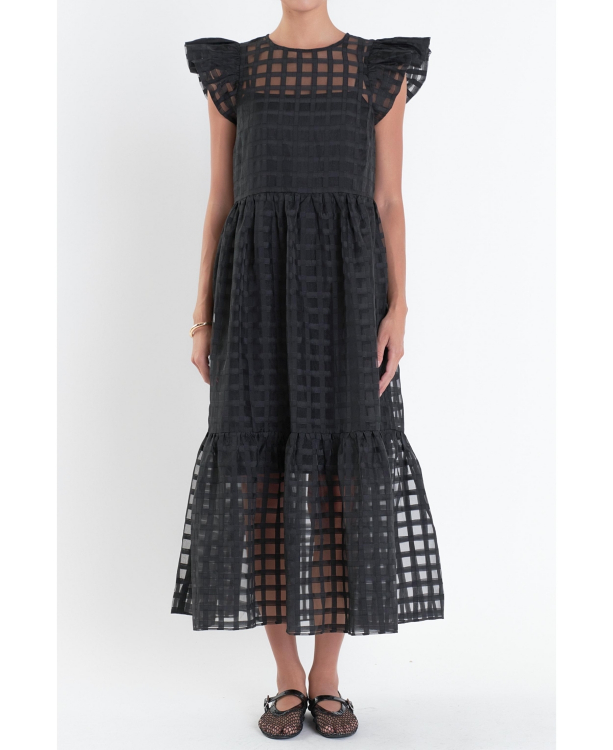 Click here for English Factory Womens Organza Midi Dress - Black prices