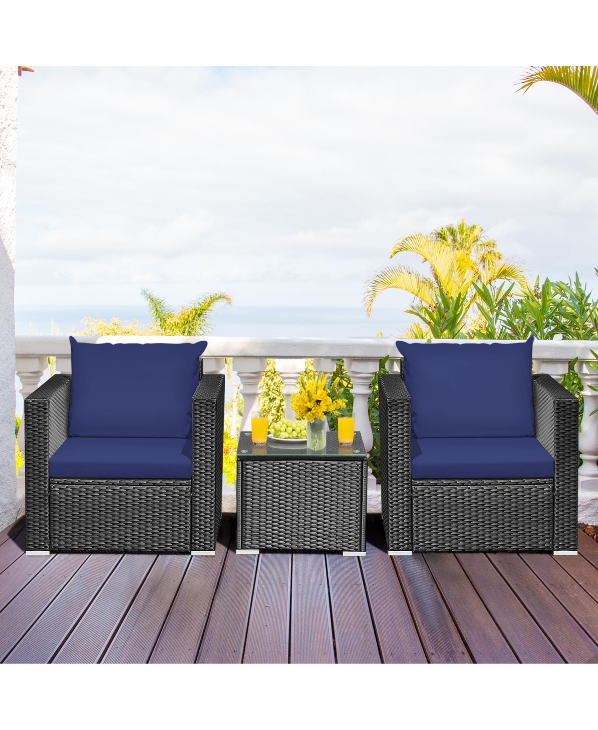 Click here for Skonyon 3 Pieces Patio Wicker Conversation Set wit... prices