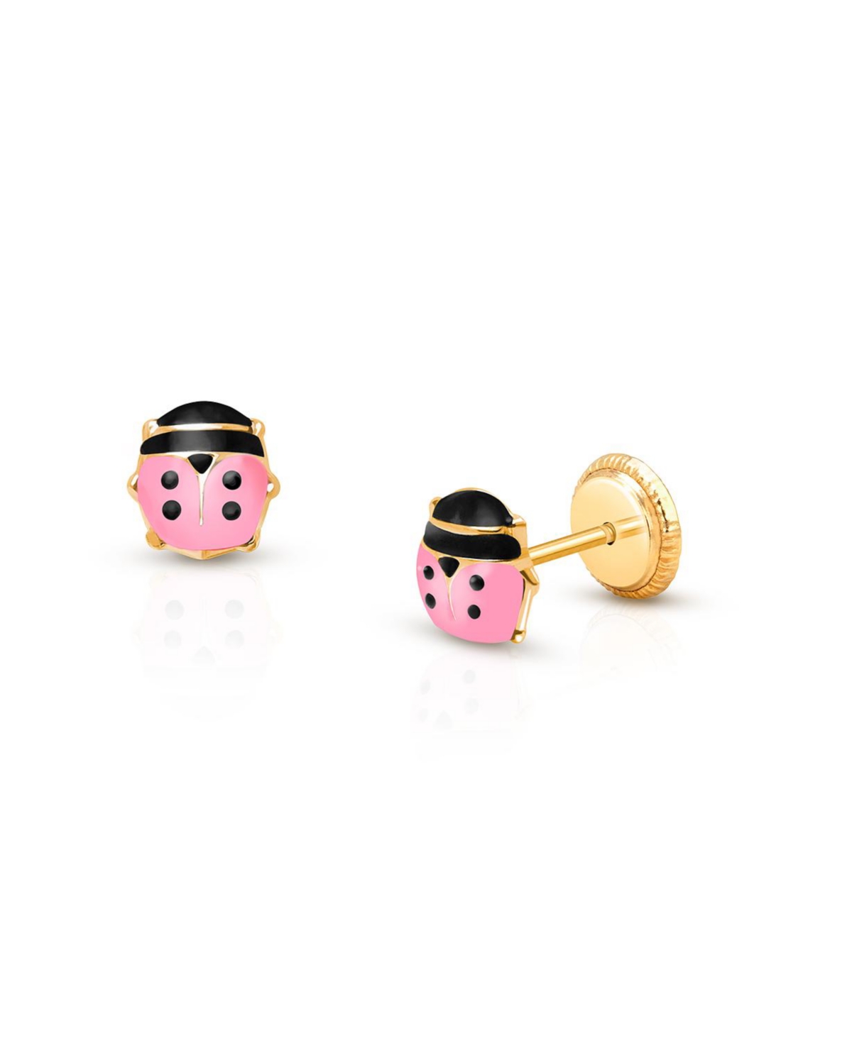 Tiny Blessings Childrens 14K Gold Pink Lil Ladybug Studs Girls Screw Back Earrings
