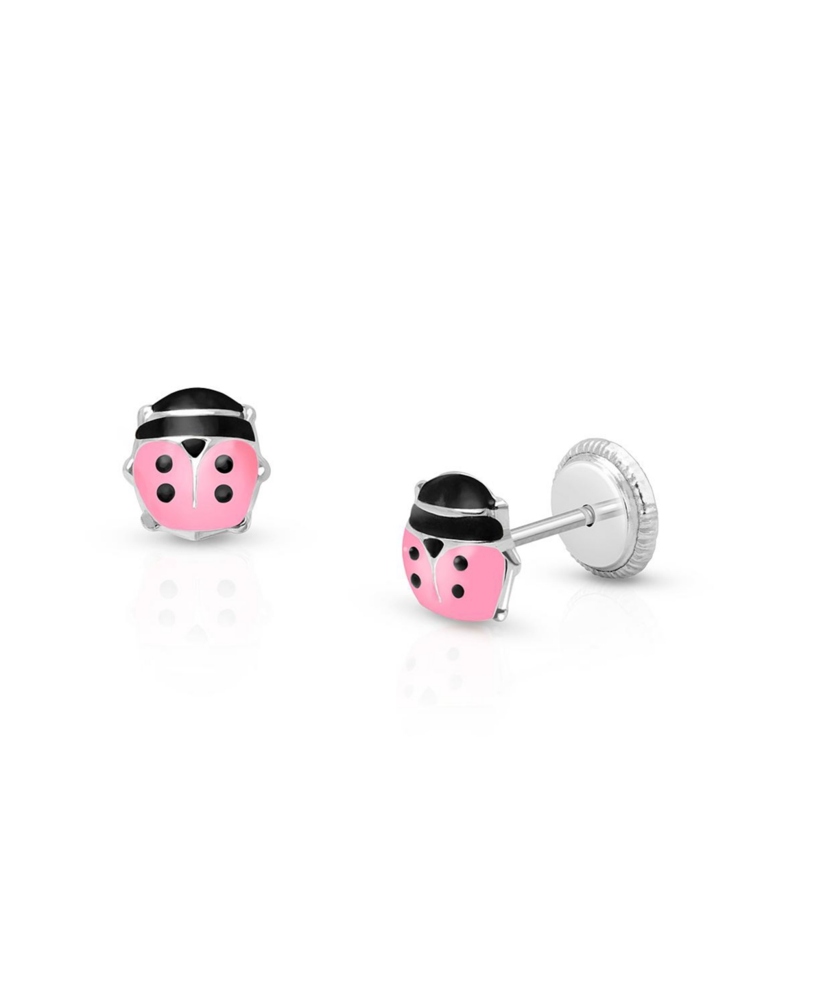 Tiny Blessings Childrens 14K Gold Pink Lil Ladybug Studs Girls Screw Back Earrings