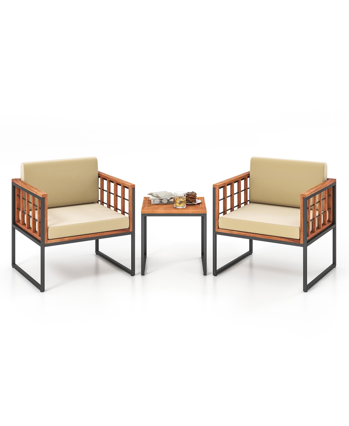 Click here for Gymax 3 Pieces Patio Furniture Set Acacia Wood Bis... prices