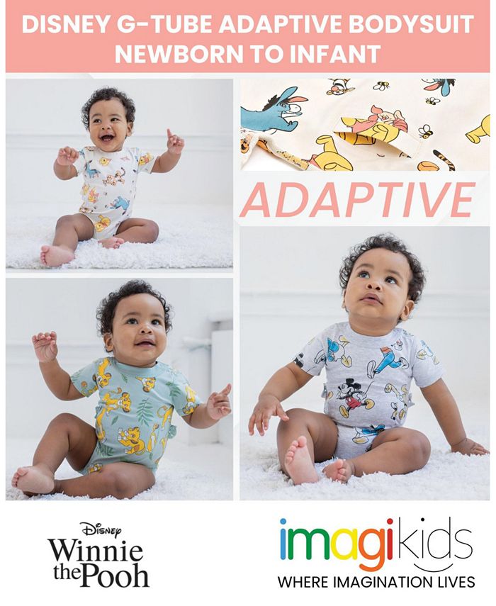 Disney Baby Boys G-Tube Adaptive Baby Bodysuit Mickey Mouse Lion King ...