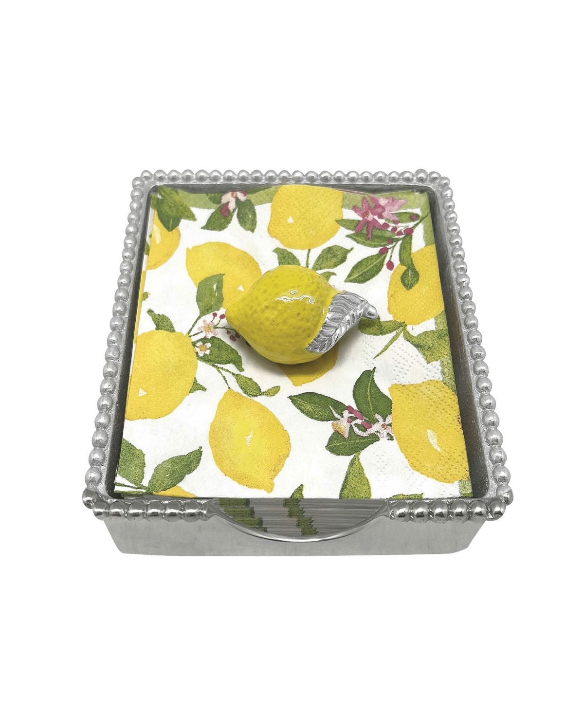 Click here for Mariposa Lemon Beaded Napkin Box Set - Silver prices