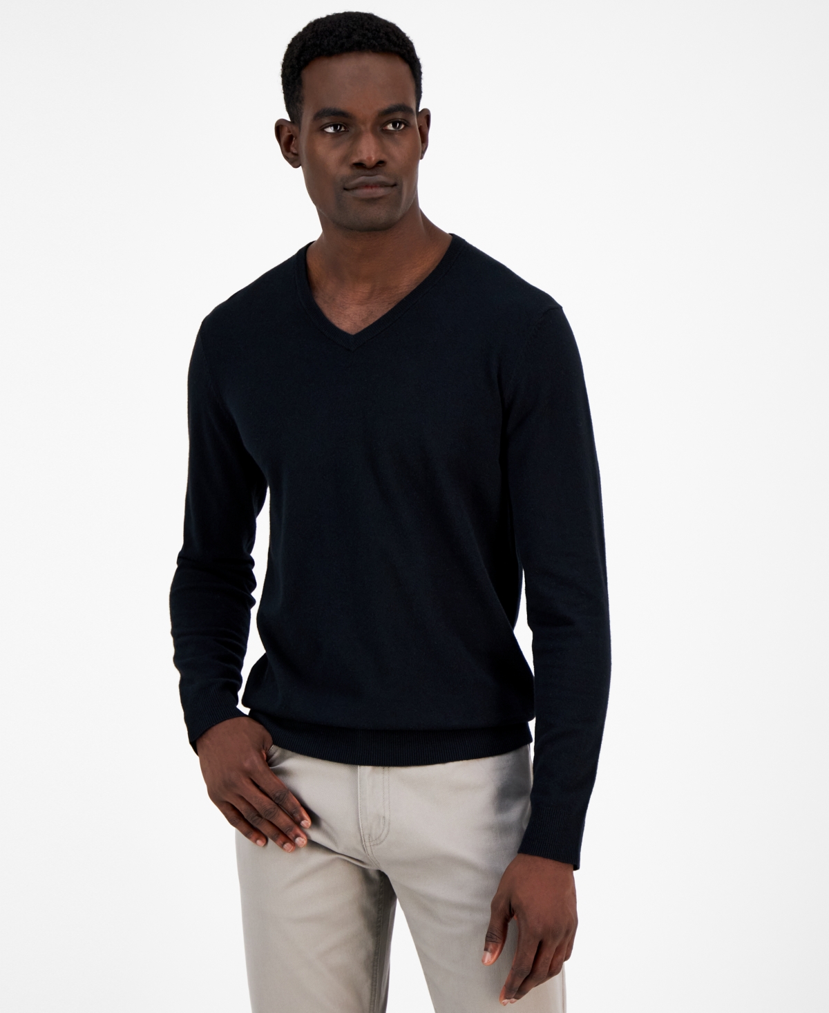 Click here for Alfani Mens Solid V-Neck Cotton Sweater  Created f... prices